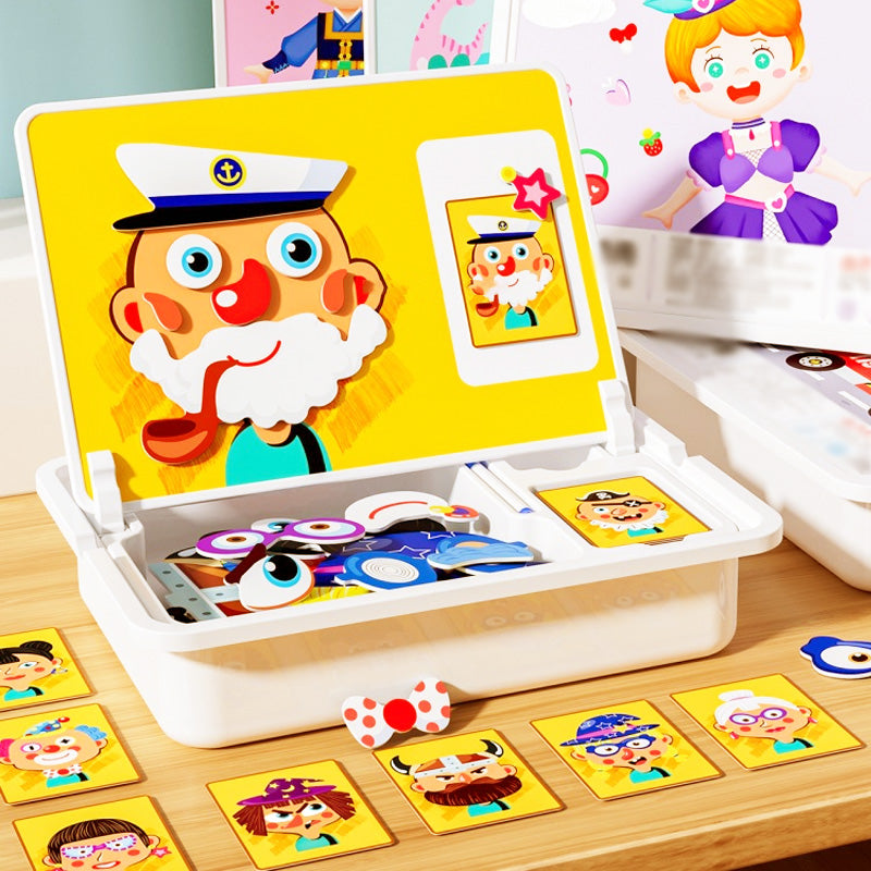 Magnetic puzzle box for children with game and drawing board – xigoot